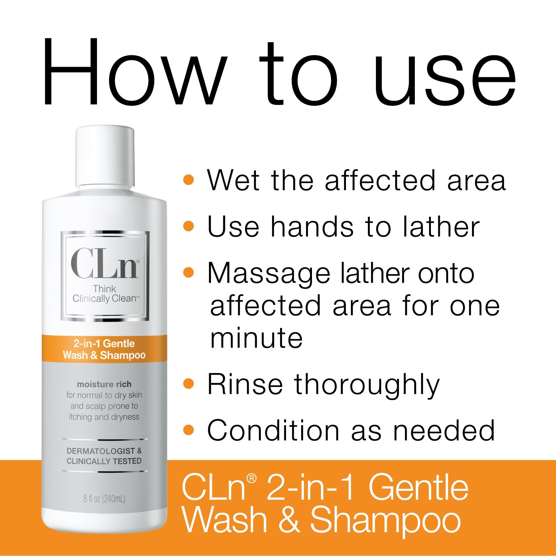 CLn® 2-in-1 Gentle Wash and Shampoo - Eczema-Prone & Dry, Itchy Scalps ...