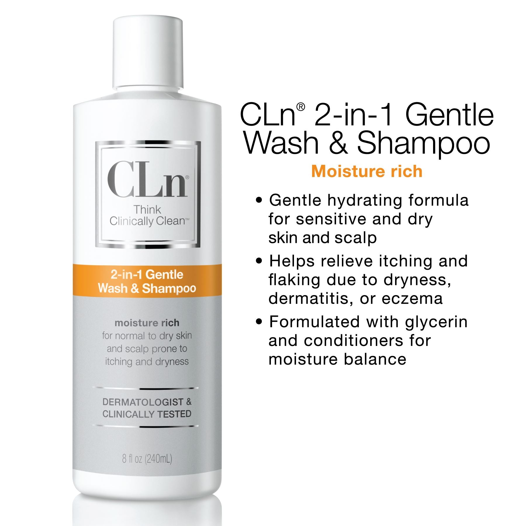 CLn® 2-in-1 Gentle Wash and Shampoo - Eczema-Prone & Dry, Itchy Scalps ...